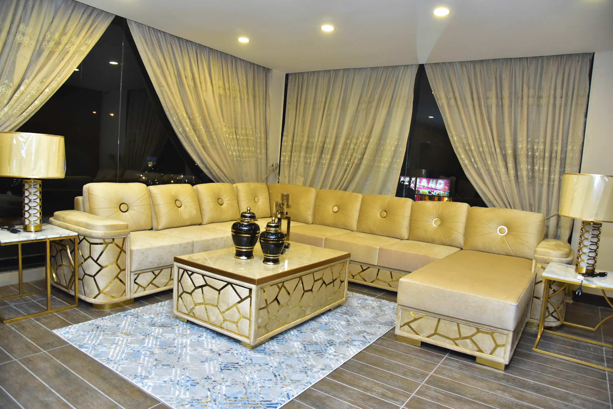 L Shape Sofa and Table Set – Ambiante Furniture